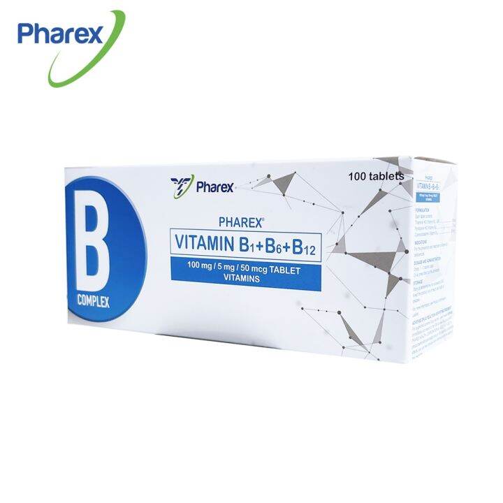 PHAREX B-COMPLEX VITAMIN B1+B6+B12 100mg/5mg/50cmg TABLET VITAMINS ...