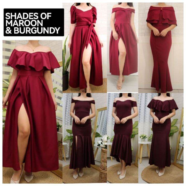 MAROON & BURGUNDY COLOR BRIDEMAIDS AND ENTOURAGE DRESS | Lazada PH
