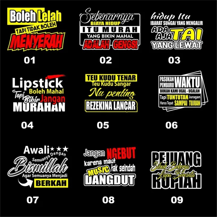 Stiker skotlet Kaca Mobil Truck Catting Sticker Reflective Kata Kata ...