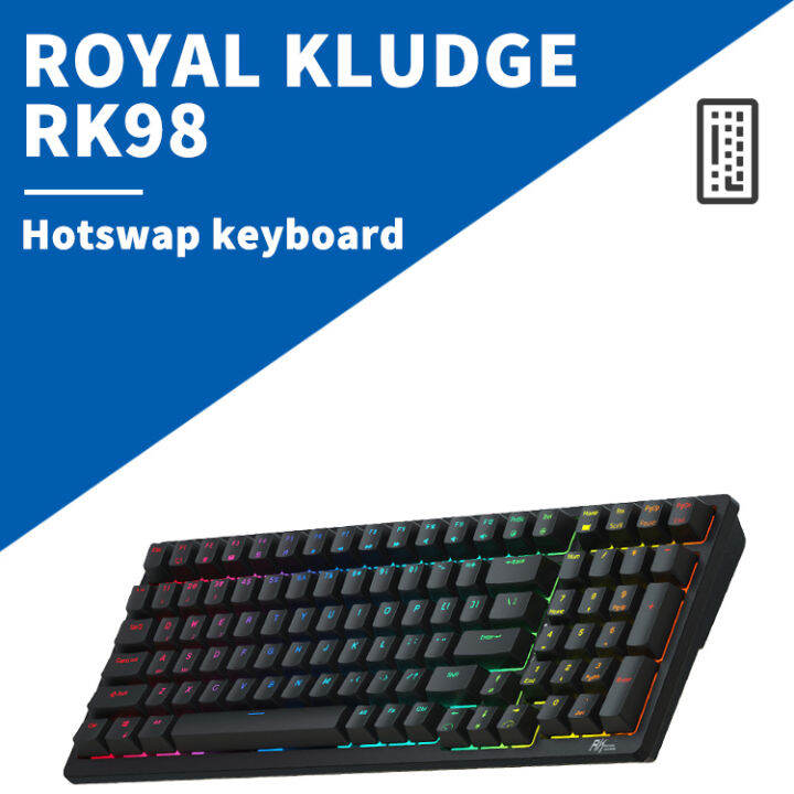 RK Royal Kludge RK98คีย์บอร์ดแบบกลไกไร้สายแบบถอดเปลี่ยนได้ด้วยปุ่ม98 ...