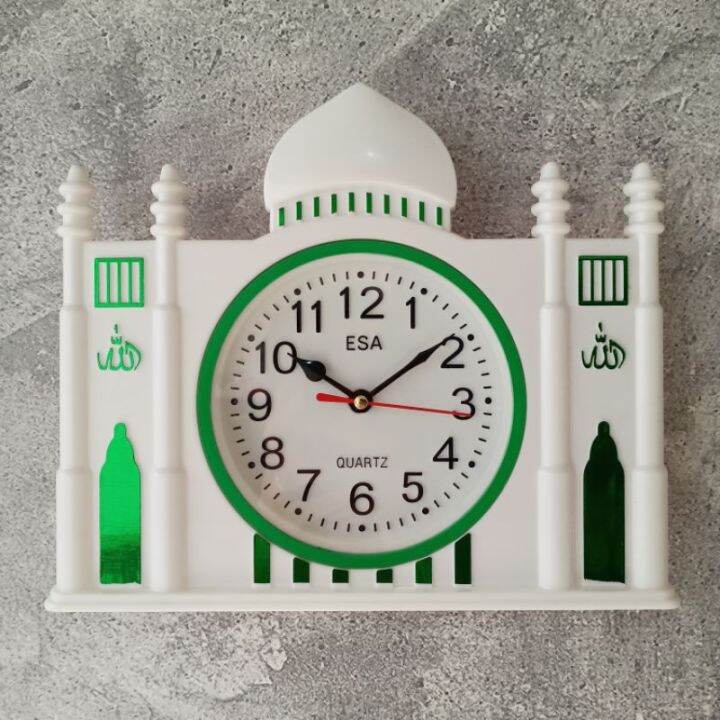 Jam Dinding Minimalis Kaligrafi Masjid Islami Hijau Ukuran 26cm ...