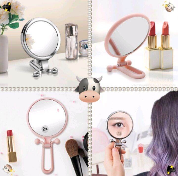 Kaca Cermin Mini Meja Rias Make Up Bentuk Bulat Dan Oval Kaca Lipat ...