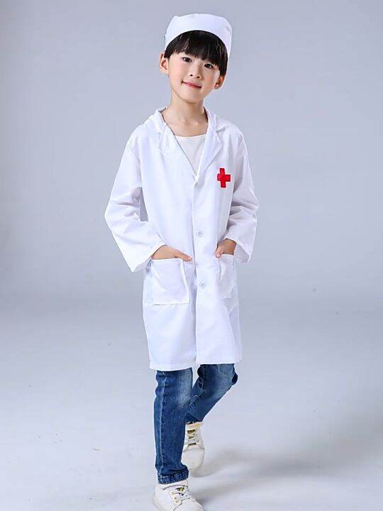 【Full Set】 Doctor Costume for kids White Pink Gown Nurse Costume Doctor ...