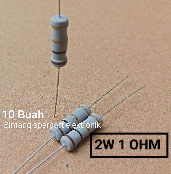 (10 BUAH) RESISTOR 2W 1 OHM 5% RESISTOR 2WATT 1 OHM RESISTOR 2 WATT 1 ...