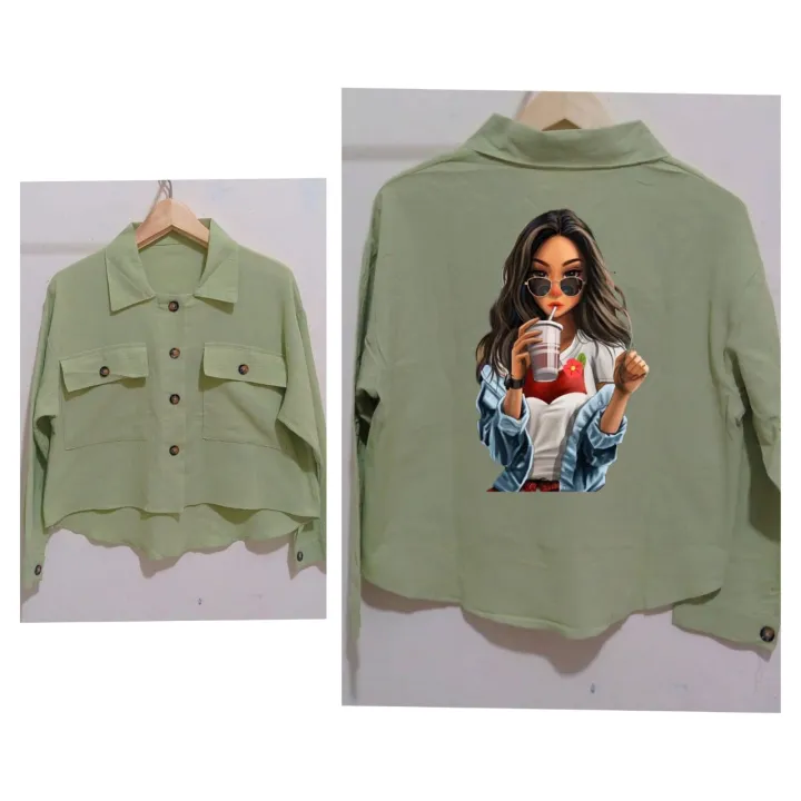kemeja crop.kemeja model.kemeja model crop atasan.bahan linen pocket ...