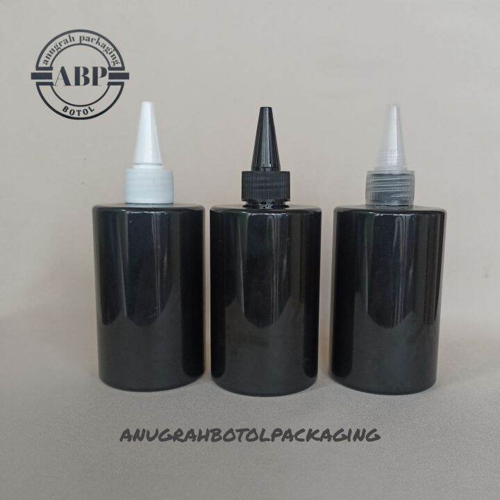 Botol Tinta Krucut 250 Ml rf Plastik Hitam Tebal / Botol Isi ulang ...