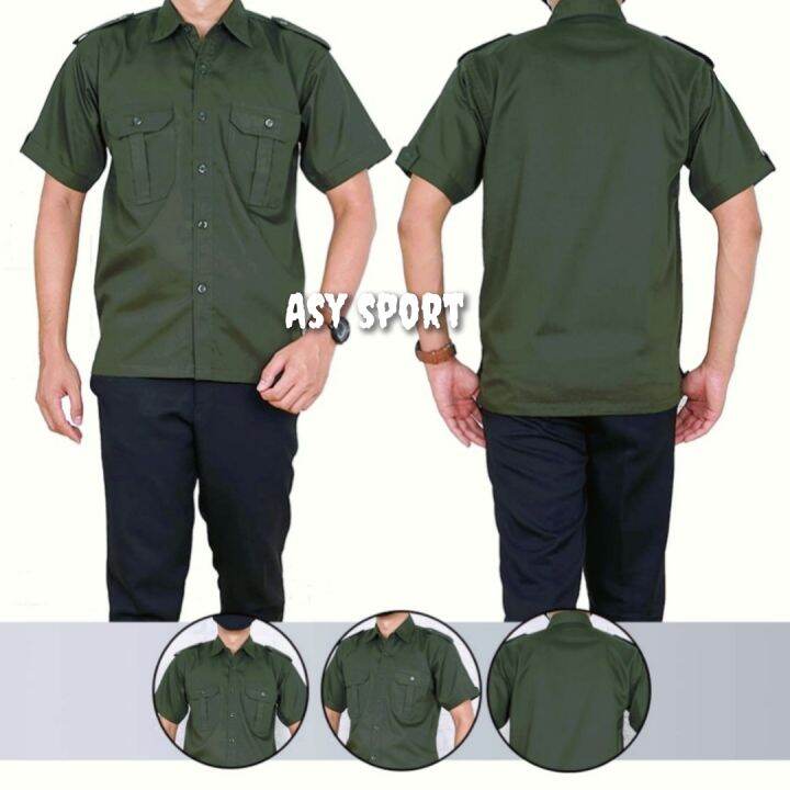 KEMEJA SERAGAM PDH/PDL TANGAN PENDEK PUTIH HITAM ARMY NAVY MERAH MARON ...