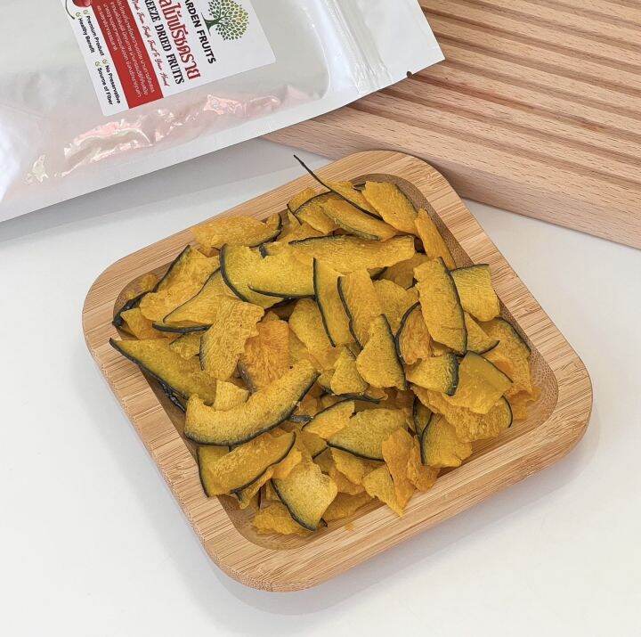 Crispy Pumpkin Chips ฟักทองกรอบ ผักผลไม้ทอดกรอบ สูญญากาศ ผลิตจากผลไม้สดแท้ 100% Real Fruits By ...