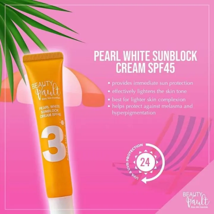 Beauty Vault Pearl White Sunscreen SPF45 120g | Tube | | Lazada PH