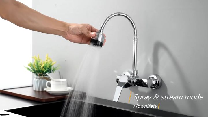 360 Sink Faucet - 2 Water Outlet Stainless Steel 360 Degree Rotation ...
