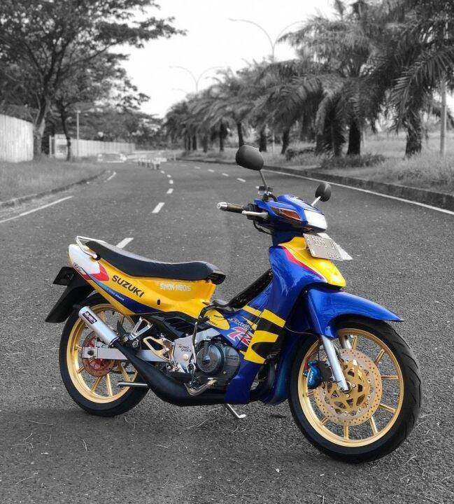 Striping lis sticker standar ori Suzuki Satria R 2003 Biru Kuning ...