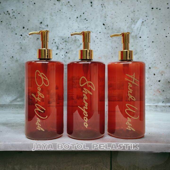 BOTOL REFIL 500ML AMBER COKLAT BOTOL SABUN CAIR 500ML PUMP OIL LUXURY ...