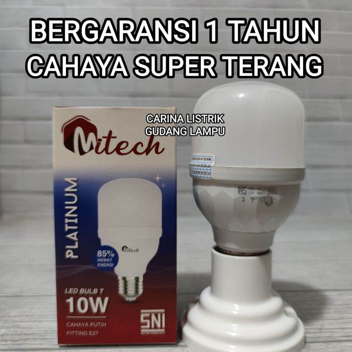 MITECH PLATINUM LAMPU LED T BULB 10W CAPSULE SNI BERGARANSI | Lazada ...