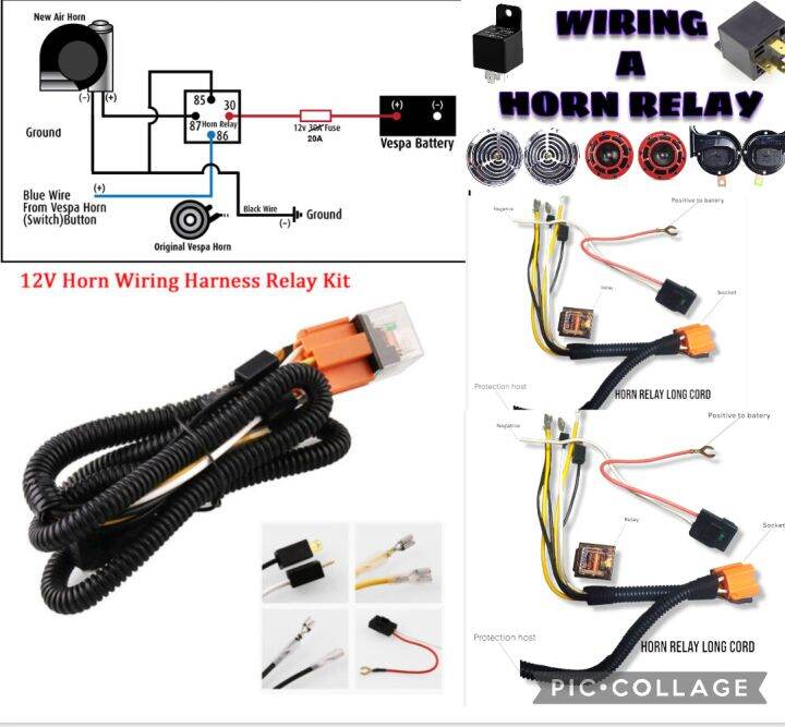 Horn Relay Set With Fuse Free And relay Free Safety Wire With secured ...