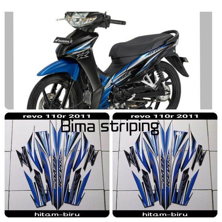 Stiker Striping Plisir Bodi Motor Revo Absolute 2011 R Hitam Biru ...