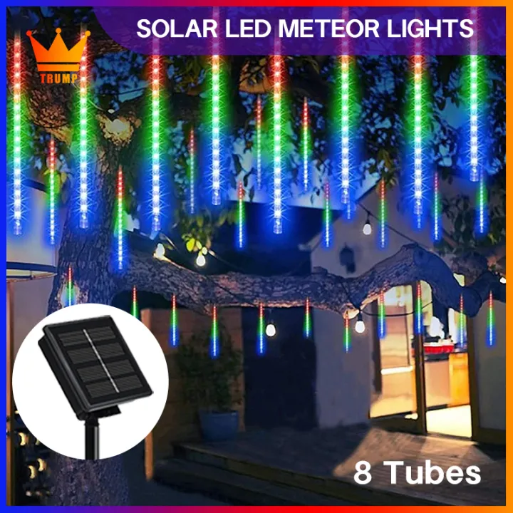 Solar 8 Tubes 30CM LED Meteor Rain Christmas Lights Outdoor Waterproof ...