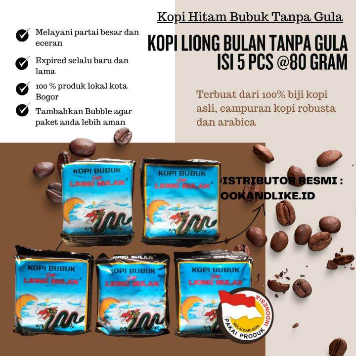 Kopi Liong Bulan Isi 5 Bungkus x 80gr Tanpa Gula Kopi Legendaria Khas ...