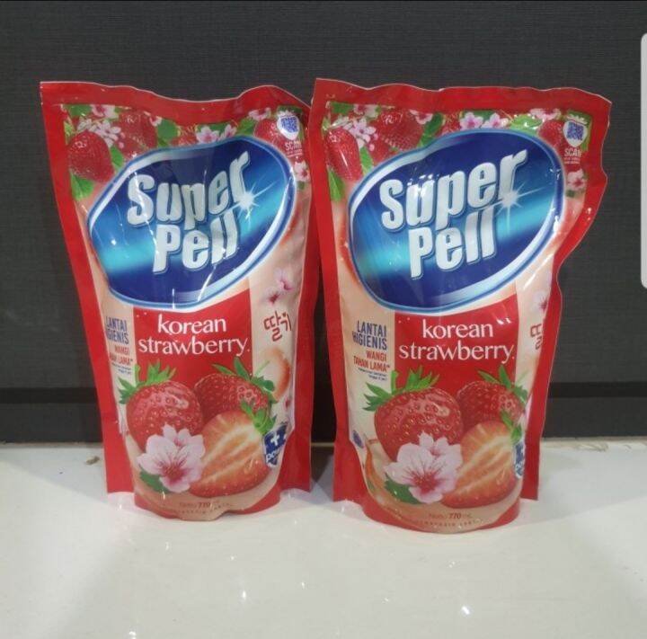 Super Pell Pembersih Lantai Korean Strawberry Wangi Tahan Lama 770 Ml ...