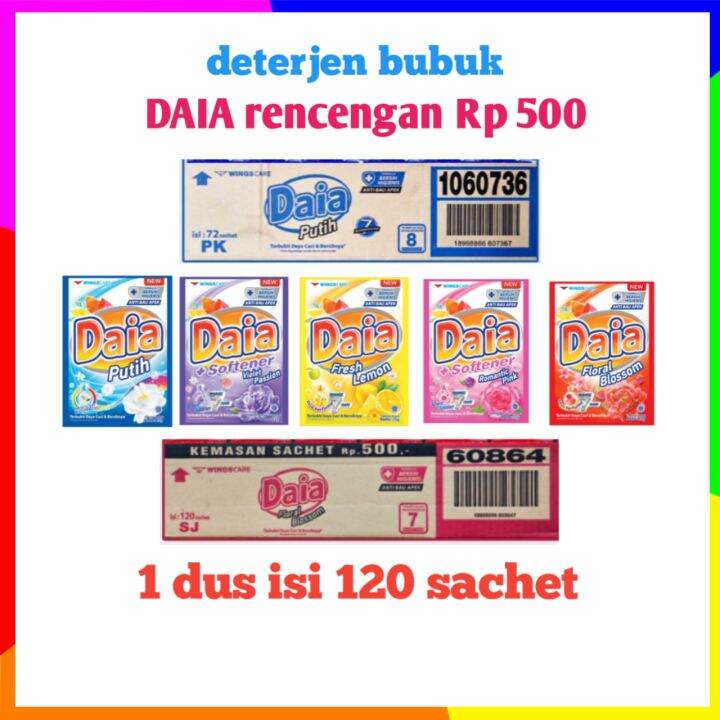 deterjen bubuk daia renceng Rp 500 1 dus isi 120 pcs daia 500 1 dus isi ...