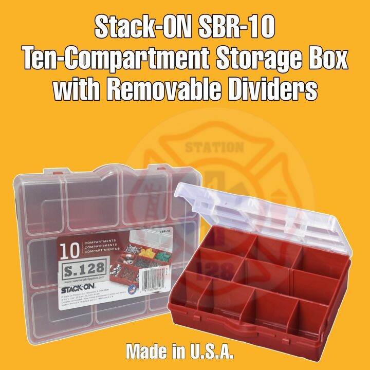 Stack-On SBR-10 Ten-Compartment Storage Box with Removable Dividers ...