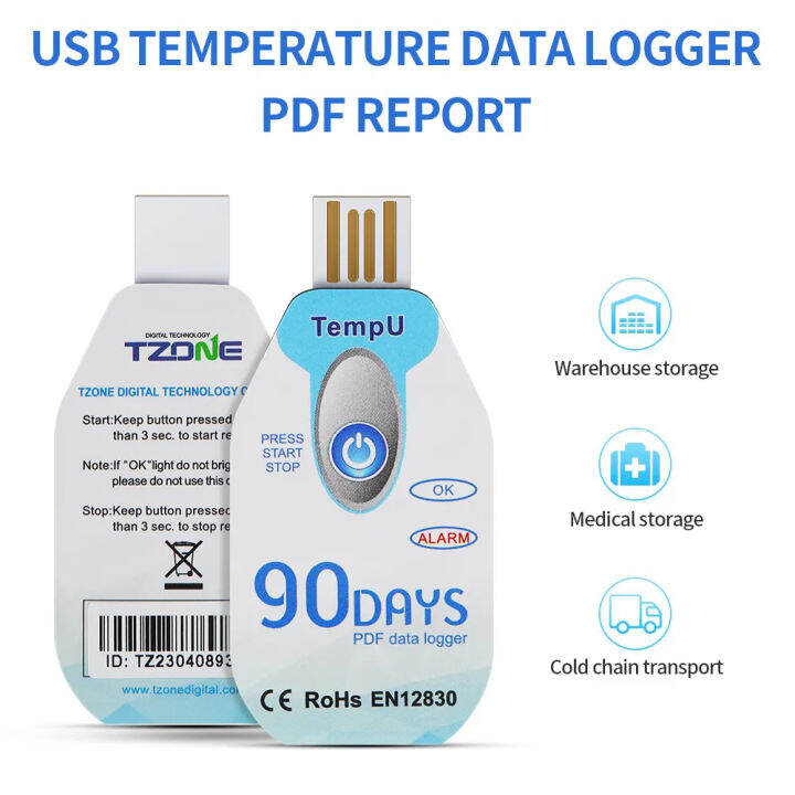 USB Temperature Data Logger Disposable PDF Report Temperature Recorder ...