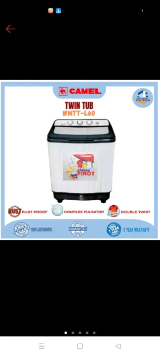 Washing Machine CAMEL - WMTT-L60 6.0kg Twin Tube | Lazada PH