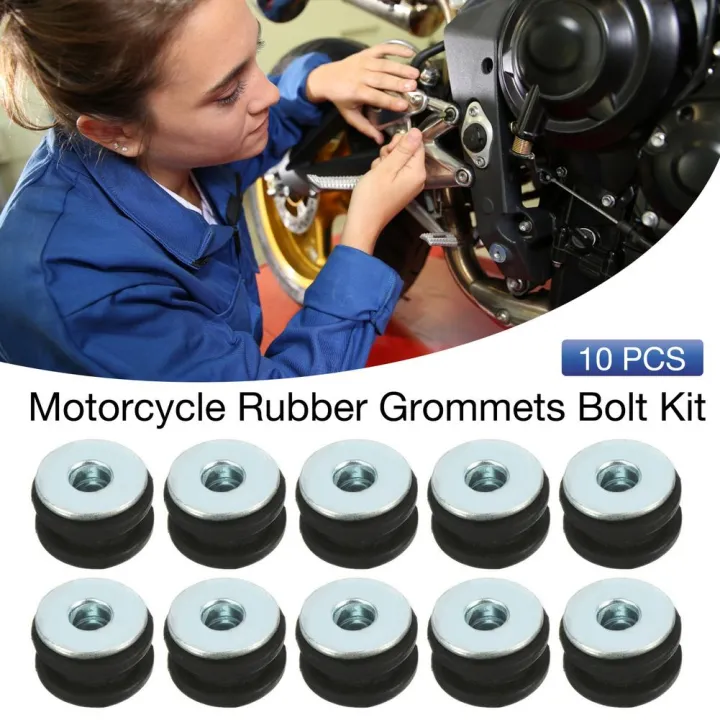 10pcs Motorcycle Rubber Grommets Kit Grommets Gasket Fairings Bolt for ...