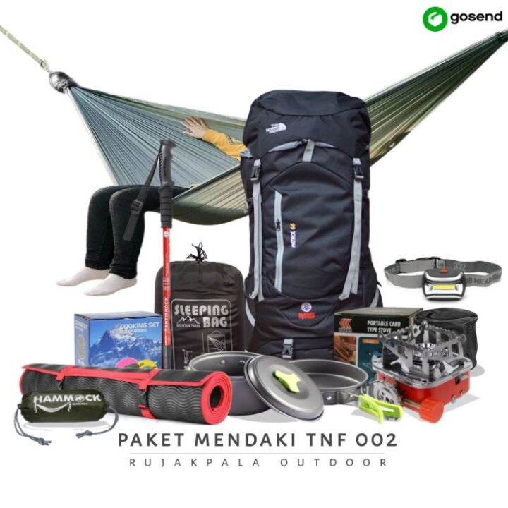 paket tas mendaki TNF elektra 60L paket mendaki murah tas gunung lokal ...