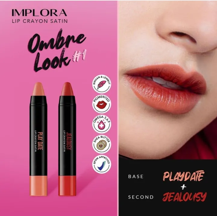 IMPLORA Lip Crayon Satin Lipstik Lipcrayon Matte | Lazada Indonesia