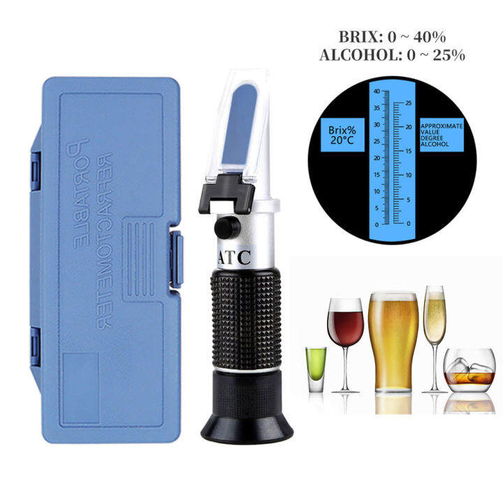 40% Brix 25% เครื่องวัดแอลกอฮอล์ไวน์ Refractometer Whisky Tester Brix ...