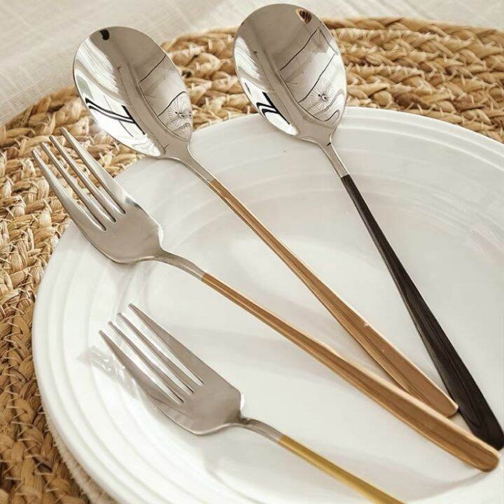 Classy Luxe 304 Stainless Steel Korean Spoon Fork Tableware Fine Dining ...
