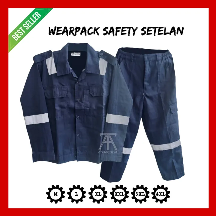 wearpak safety model setelan baju +celana/werpak bonus bendera safety ...