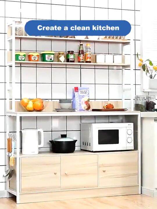 Rak Oven Rak Bumbu Dapur Kayu Rak Dapur Serbaguna Minimalis /Rak Dapur ...