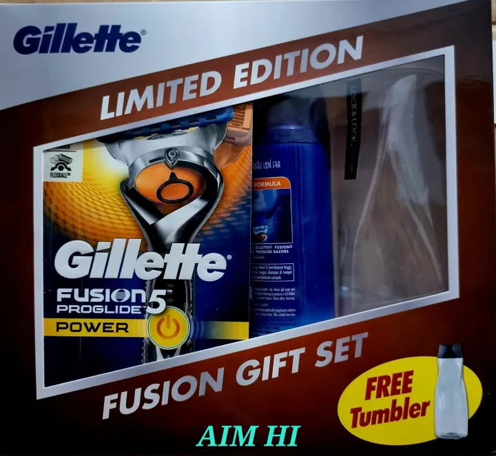 Gillette Fusion Limited Edition Gift Set + Shaving Gel + Tumbler ...