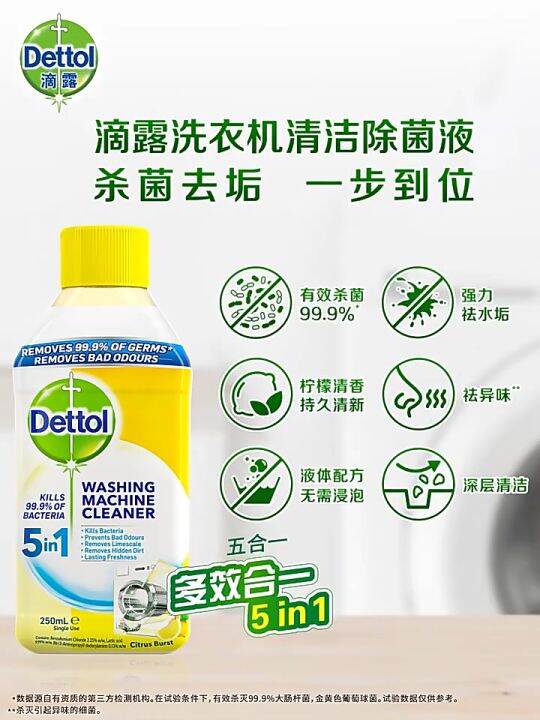 DETTOL Washing Machine 5 In 1 Cleaner Kill 99.9% Of Bacteria 250ml ...
