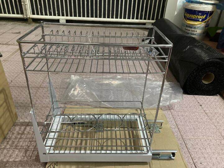 Rak piring botol stainless tarik / rak piring kitchen set tarik / rak ...