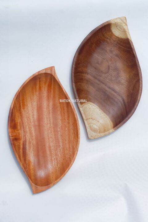 PIRING KAYU BENTUK DAUN KAYU MAHONI & KAYU JATI FOODGRADE AMAN ...