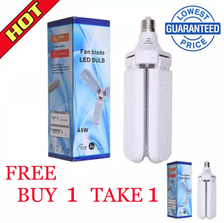 buy 1 take 1 LED 45w folding fan blade angle adjustable bulb high-power ...