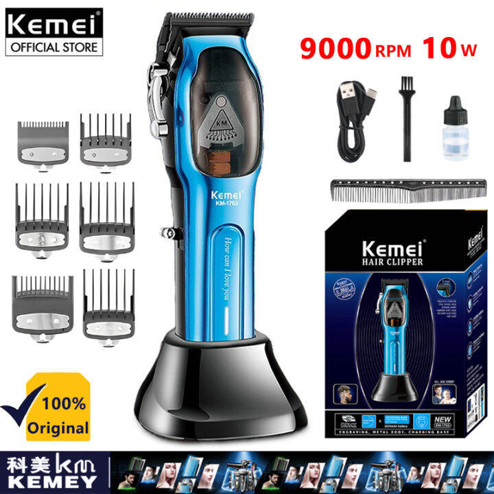 Kemei KM-1763 Professional Hair Clipper Barber Cordless Hair Trimmer Electric Hair Cutting ...