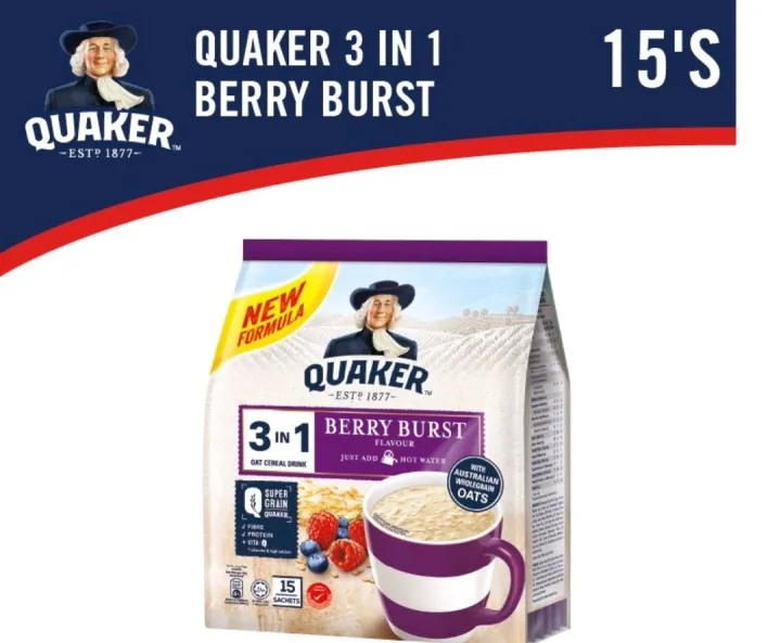 Quaker Oat Cereal Drink 3in1 Berry Burst 15's x 30g | Lazada
