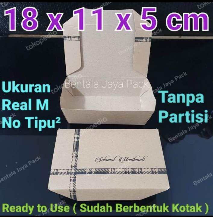 Kraft Paper lunch box M medium isi 50 pcs kotak makan kertas coklat ...