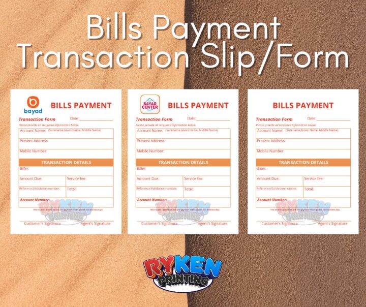 BILLS PAYMENT TRANSACTION SLIP/FORMS/RECEIPT | Lazada PH