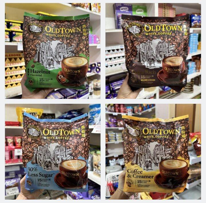 Old Town white Coffee 570g 15pcks(Hazelnut,classic,coffee&creamer,30%less sugar,with natural ...