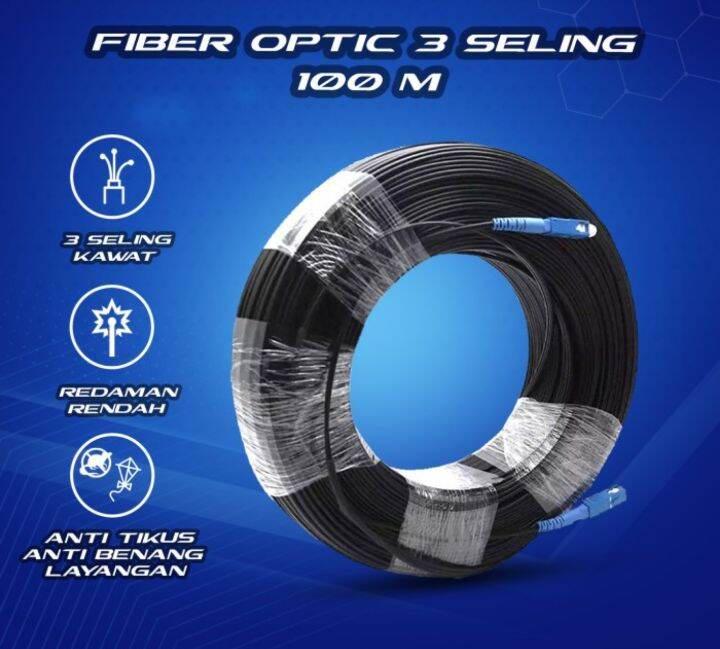 Kabel FO 100 Meter Precon Siap Pakai - FTTH Dropcore 1 Core Singlecore Fiber Optik | Lazada ...