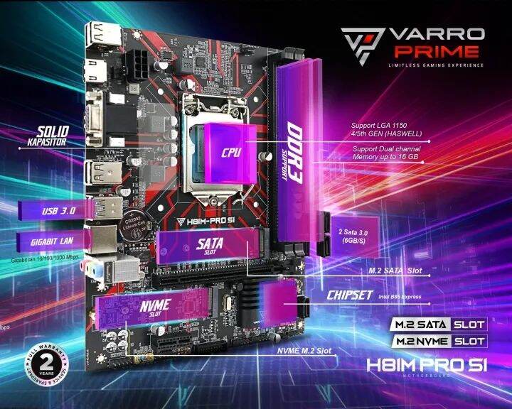 MOTHERBOARD VARRO H81 PRO S1 SOCKET LGA 1150 SUPPORT M.2 NVME | Lazada Indonesia
