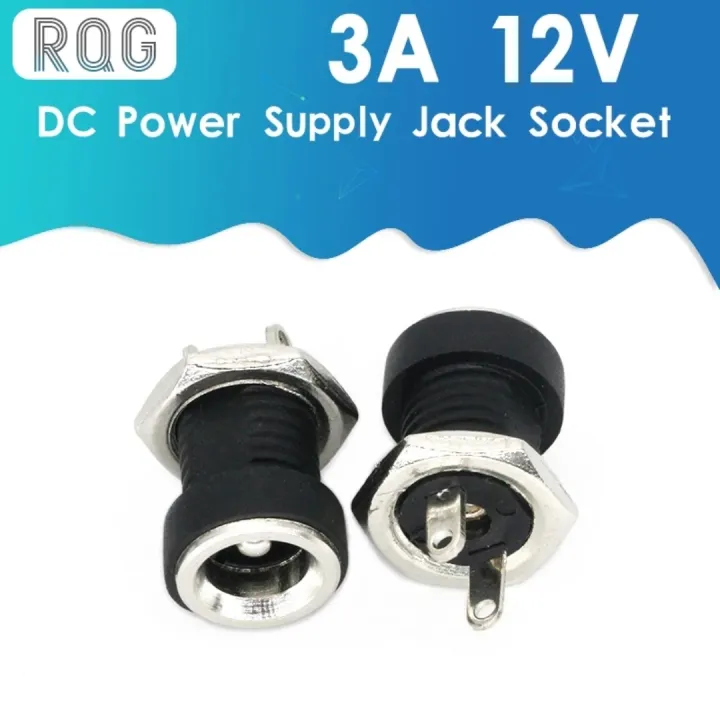 1 Buah 3A 12V untuk DC Power Supply Jack Socket Female Panel Mount Connector 5.5Mm 2.5Mm Plug ...