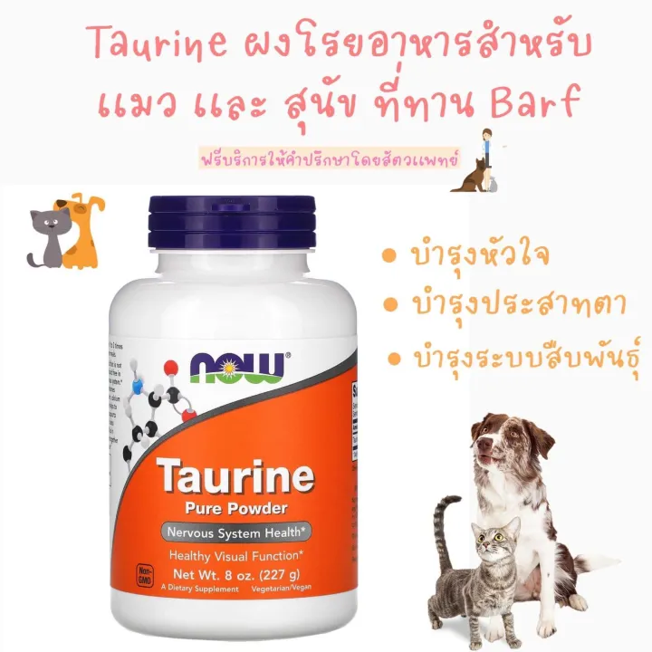 พร้อมส่ง Now Taurine Pure Powder ผงโรยอาหารสำหรับ สุนัขเเละเเมวที่ทาน ...