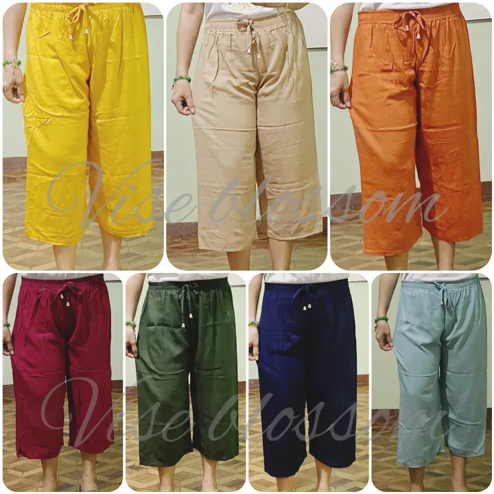 1 PC PLAIN CHALLIS SQUARE PANTS FIT UP TO LARGE{below the knee} | Lazada PH