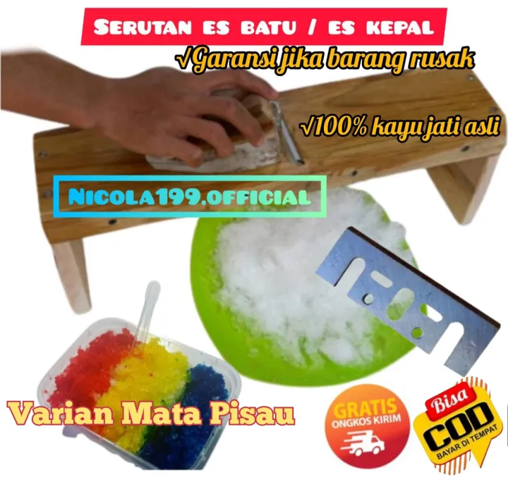 serutan es batu kayu jati serutan es balok manual | Lazada Indonesia