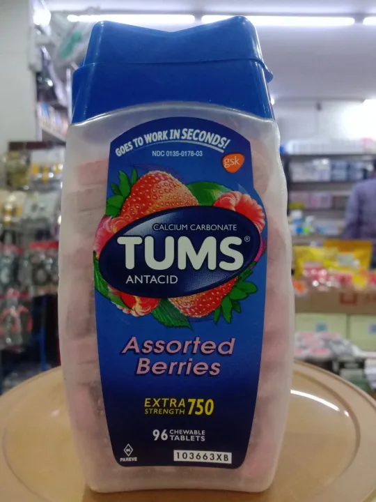 TUMS ANTACID CALCIUM CARBONATE ASSORTED BERRIES 96 CHEWABLE TABLET ...